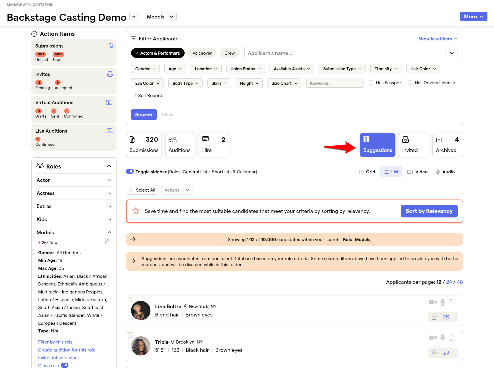 User Guide: Casting with Backstage + StarNow -- Hiring Tools