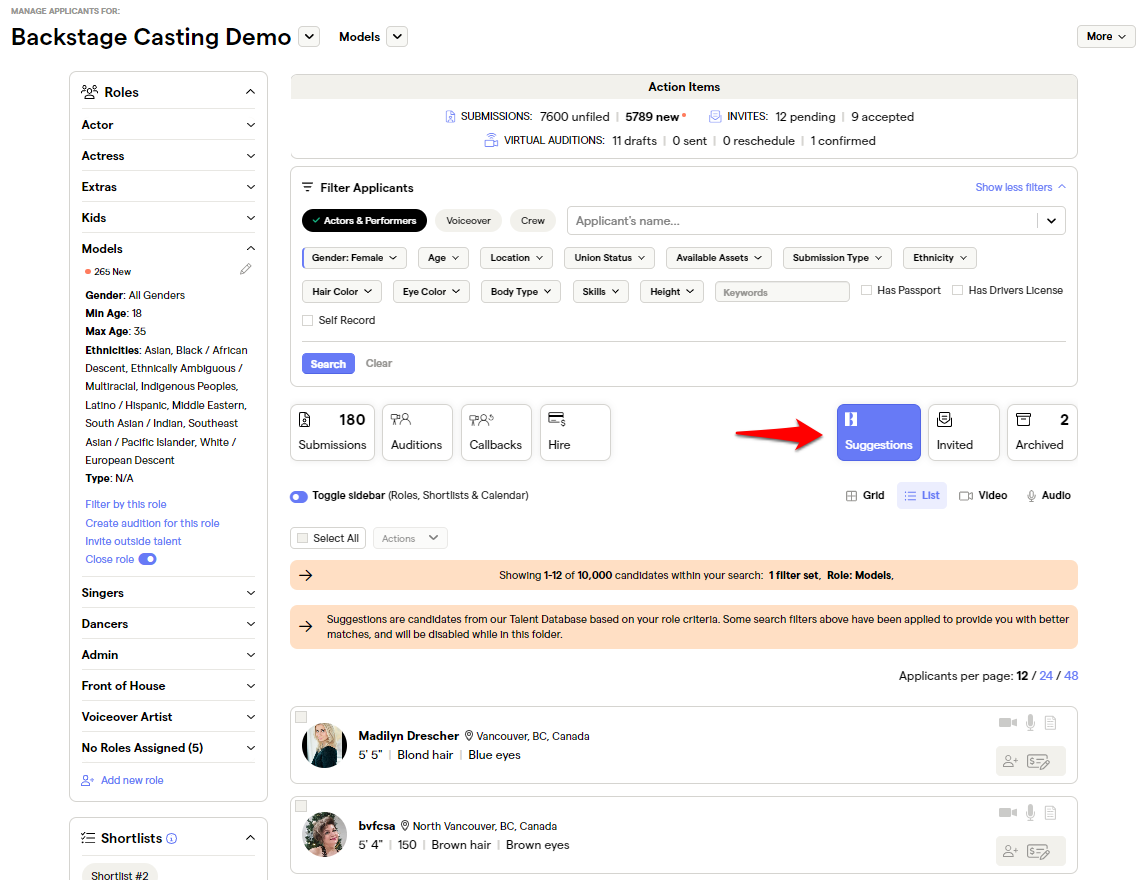User Guide: Casting with Backstage + StarNow -- Hiring Tools